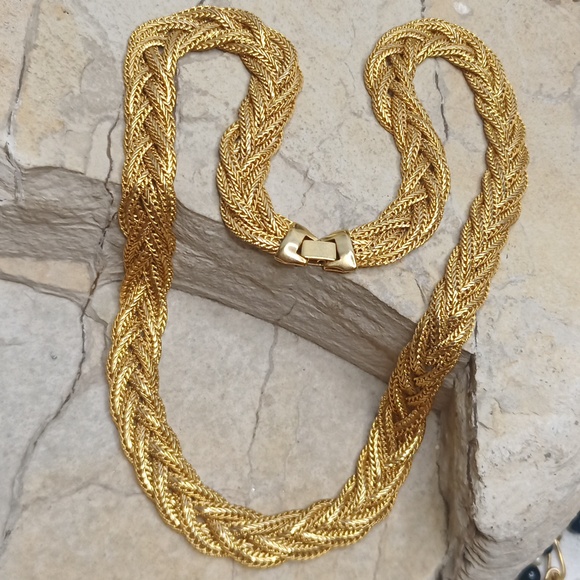 Trifari | Jewelry | Vintage 4k Gold Filled Braided Chain Necklace ...